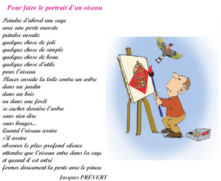 Poème pour faire le portrait d'un oiseau livre de 6 ème - موقع مدرستي
