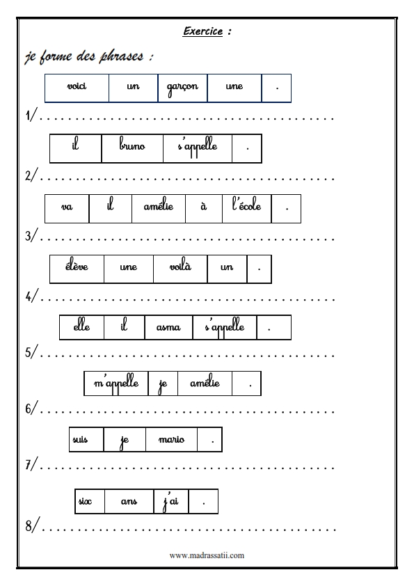 Exercice de remédiation unité 1 : 3 éme année - موقع مدرستي