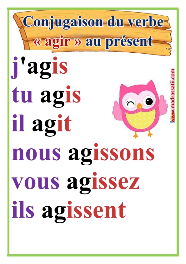 affichage conjugaison des verbes de 2 ème groupe au présent - موقع مدرستي