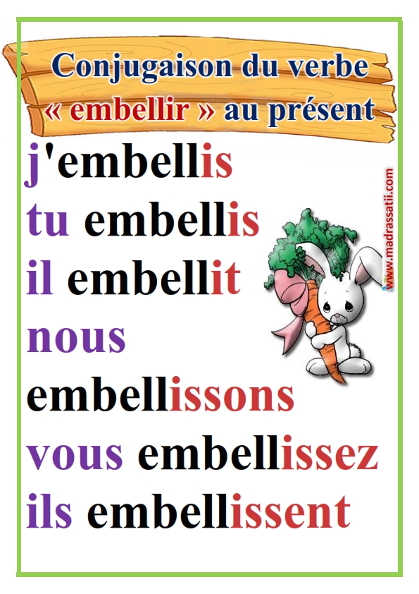 affichage conjugaison des verbes de 2 ème groupe au présent - موقع مدرستي