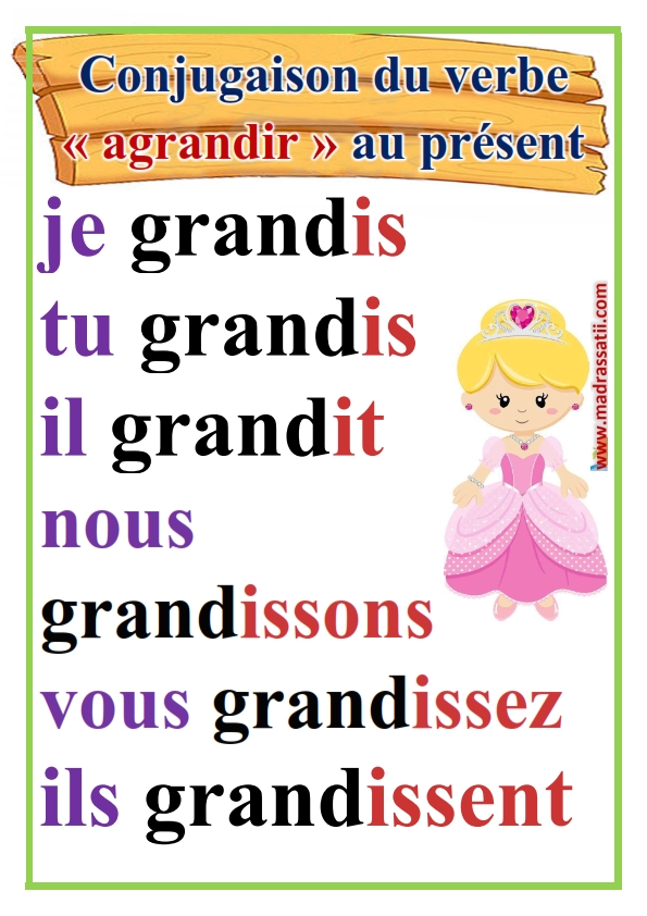 affichage conjugaison des verbes de 2 ème groupe au présent - موقع مدرستي