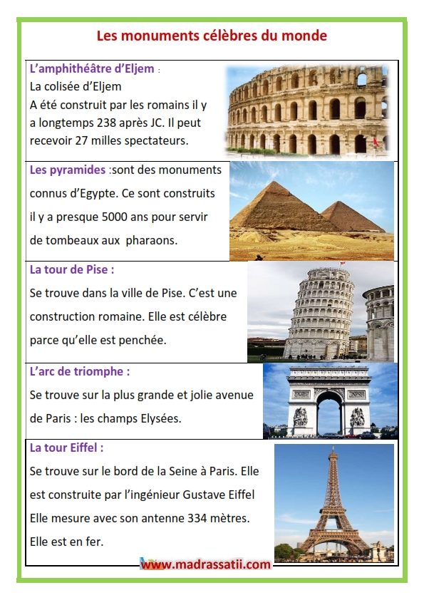 les monuments célèbres du monde - موقع مدرستي
