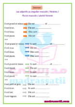 exercices les adjectifs 4 ème année module 3 sois mon ami - موقع مدرستي